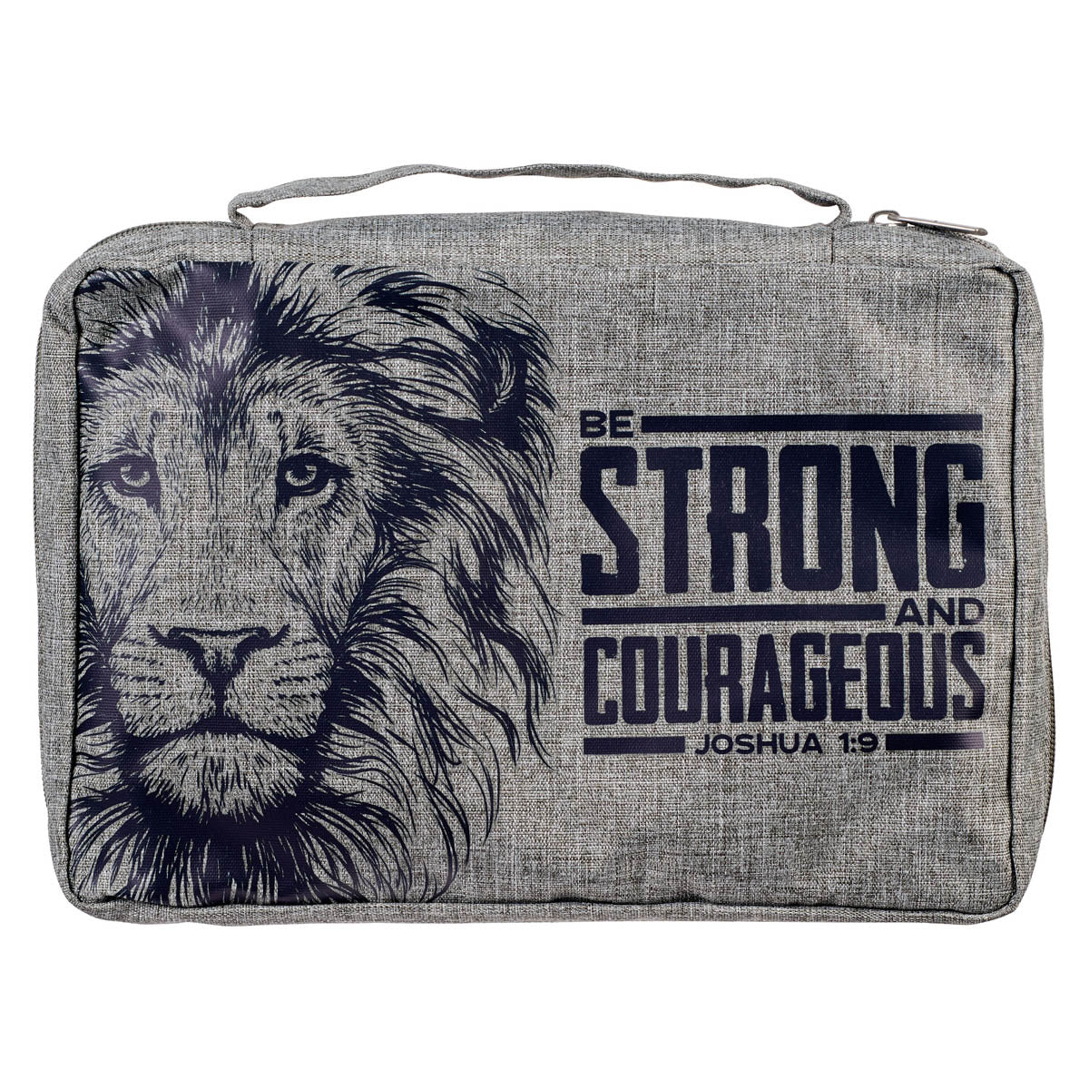Strong and Courageous Lion Gray Value Bible Cover - Joshua 1:9 ...