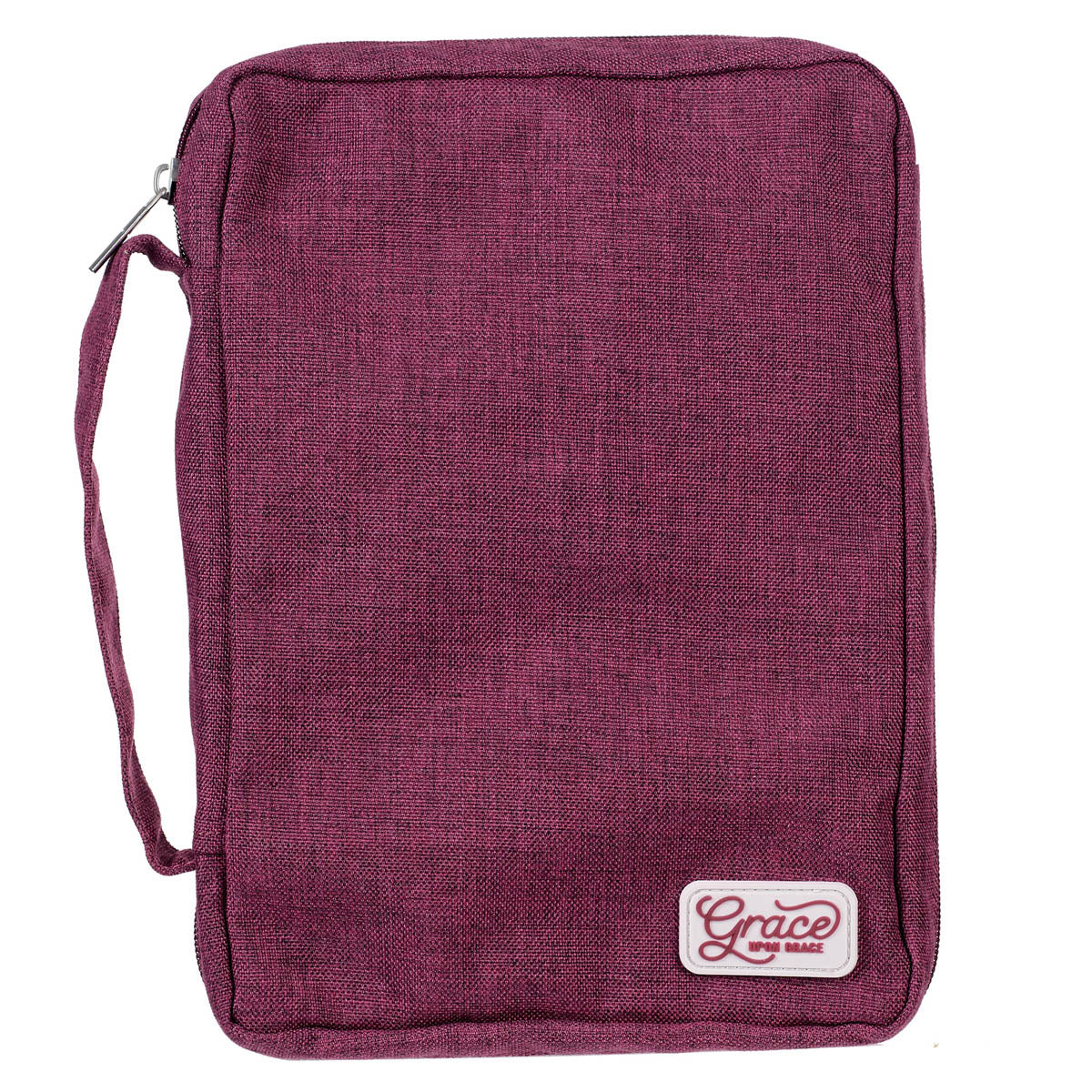 Plum Poly-Canvas Value Bible Cover with Grace Badge - John 1:16 ...
