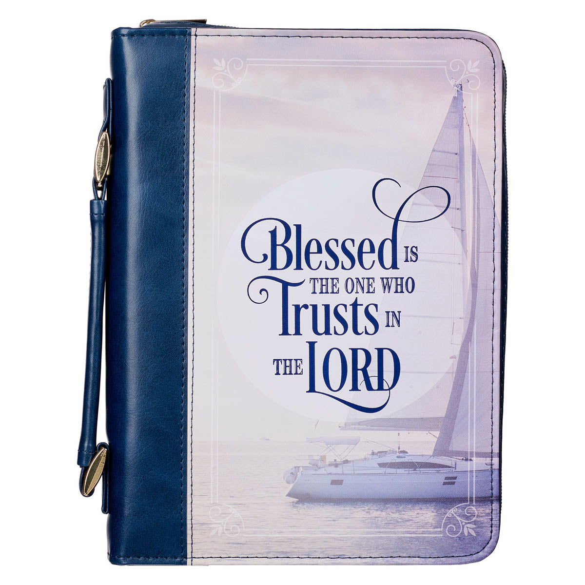 Blessed Is The One Nautical Navy Faux Leather Classic Bible Cover - Je ...
