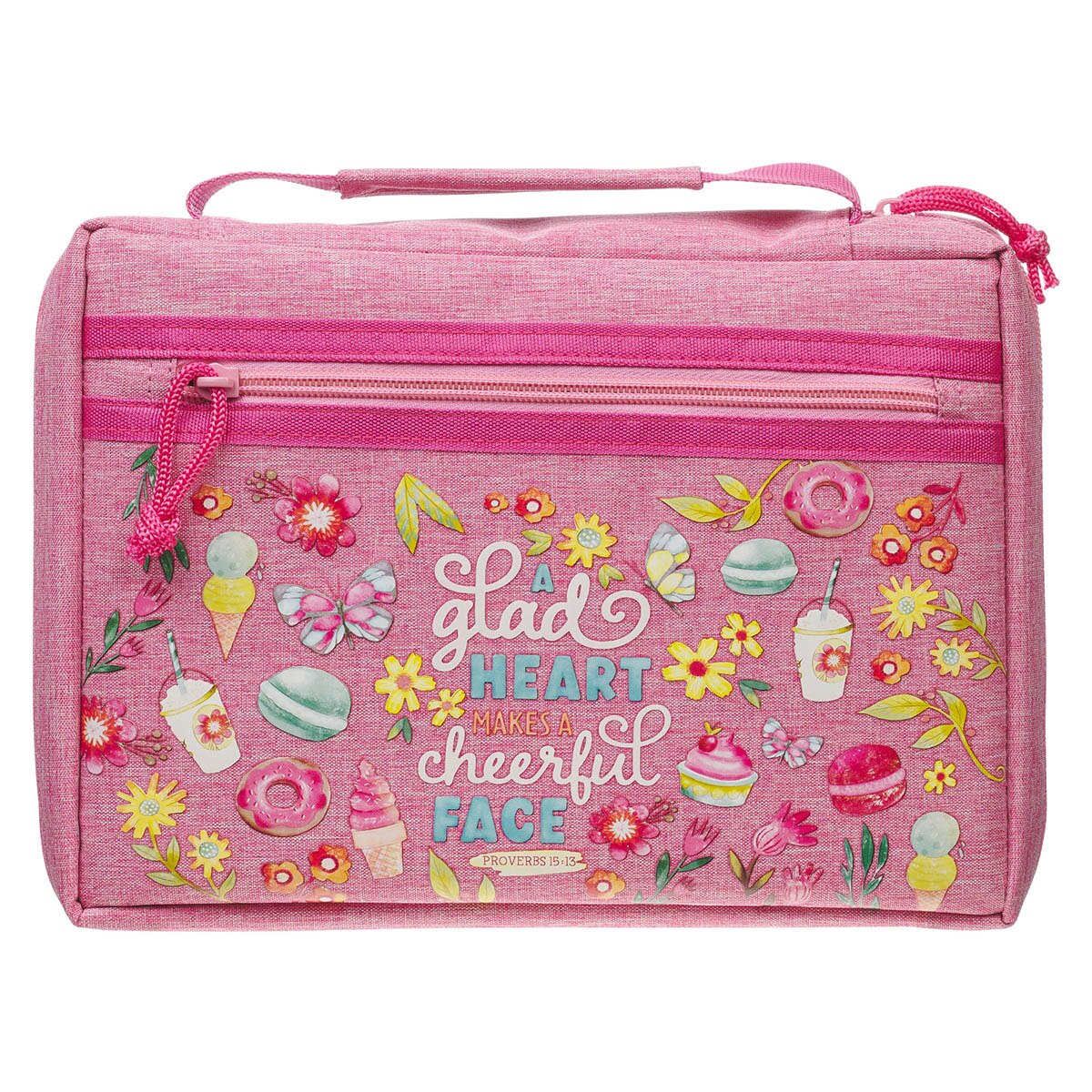Glad Heart Cheerful Face Pink Fashion Bible Cover - Proverbs 15:13 ...